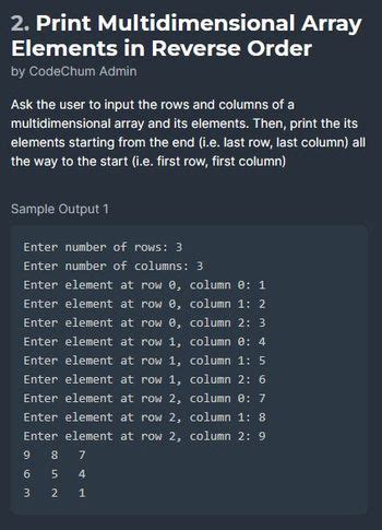Answered 2 Print Multidimensional Array Elements In Reverse Order By