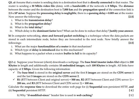 Solved Q1 A Assume That A Router Is Sending Data To A