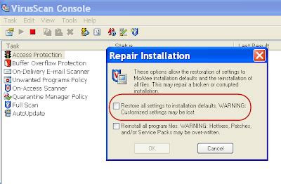 McAfee On Access Scan Disabled