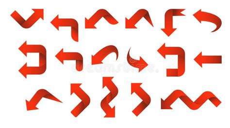 set red arrow 3d icons pointing up down left right vector stock vector