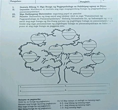 Pangalan Pangleat I Gawain Bilang 4 Mga Bunga | StudyX