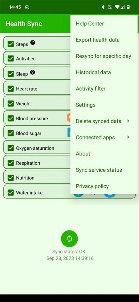 Página Inicial Health Sync