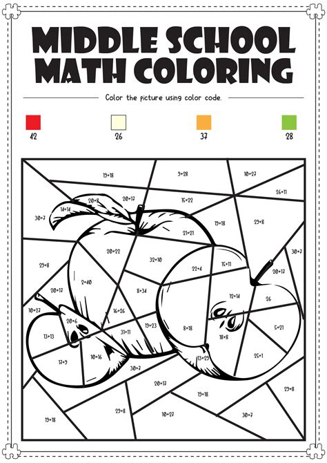 11 Middle School Math Coloring Worksheets Free Pdf At