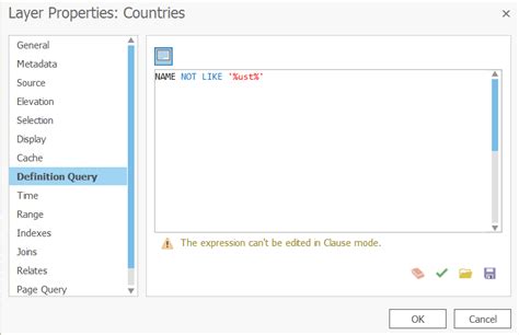 Adding Not Operator In Definition Query Of Arcgis Pro Geographic Information Systems Stack