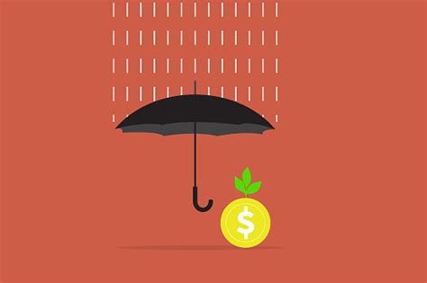 달러 동전을 비로부터 보호하는 우산 소득 보호의 개념 보안 또는 안전 가드는 투자 이익 재산 보존 또는 보험 위험 관리를 보호합니다 경제에 대한 스톡 벡터 아트 및 기타