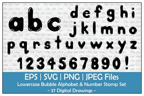 Bubble Letter Lowercase Stamp Alphabet Numbers Clipart