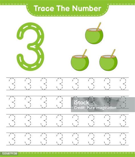 숫자를 추적합니다 코코넛으로 숫자를 추적합니다 교육 어린이 게임 인쇄 워크 시트 벡터 일러스트레이션 0명에 대한 스톡 벡터 아트 및 기타 이미지 Istock