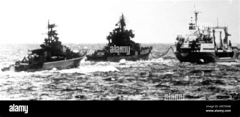 A View Of A Soviet A Kresta Ii Class Guided Missile Cruiser And Krivak