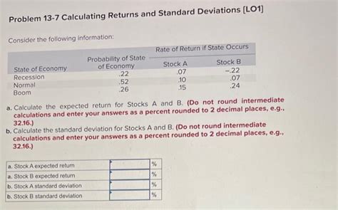 solved problem 13 7 calculating returns and standard