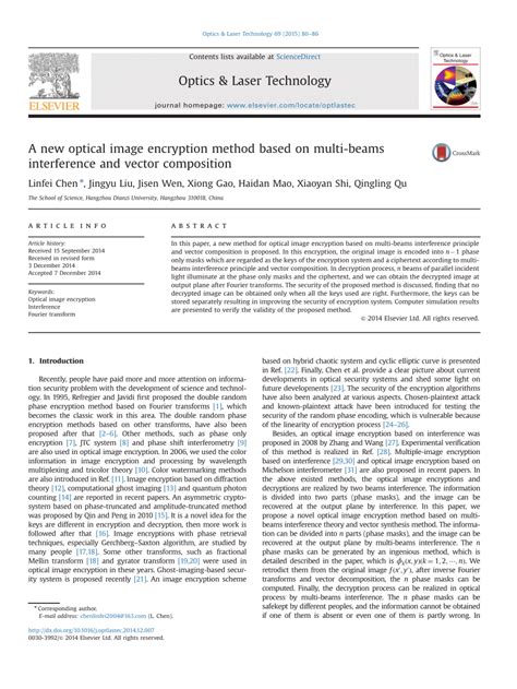 pdf a new optical image encryption method based on multi beams