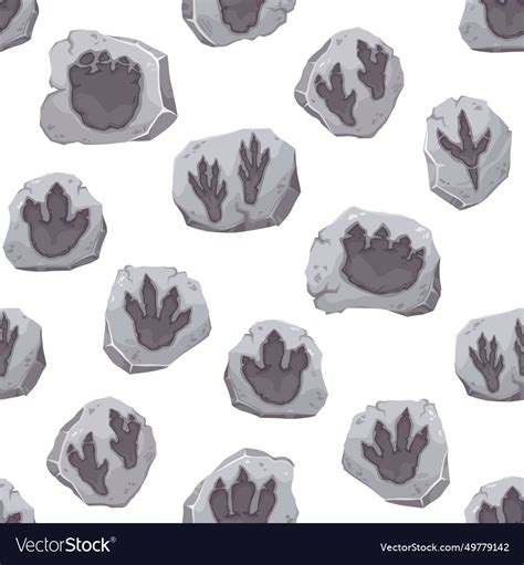 Dinosaur Footprint Fossils Seamless Pattern Vector Image