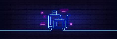 수하물 트롤리 라인 아이콘입니다 여행 가방 표지판 네온 라이트 글로우 효과 벡터 0명에 대한 스톡 벡터 아트 및 기타 이미지 0명 가방 고급 Istock