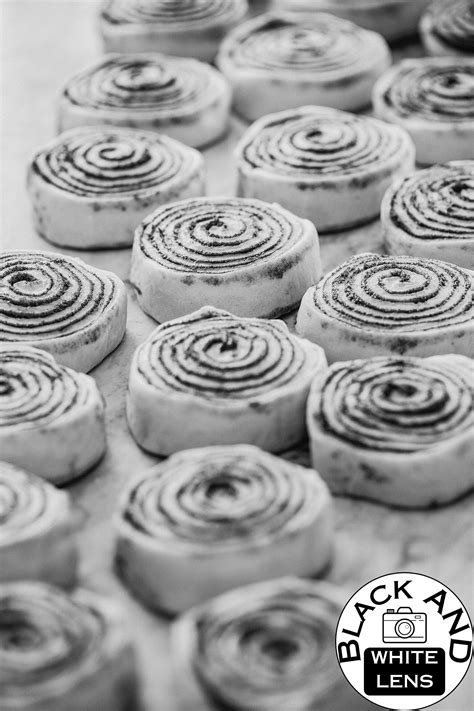 Black And White Cinnamon Rolls Photo Bakery Pastry Spiral Pattern