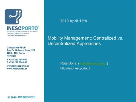 Mobility Management Centralized Vs De Centralized Approaches Ppt
