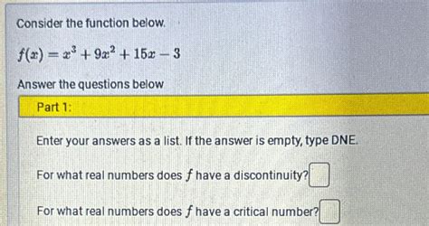 solved consider the function below f x x3 9x2 15x 3answer