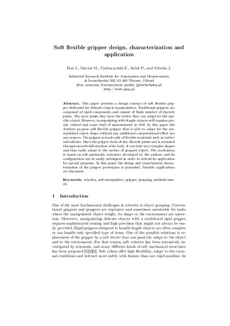 Pdf Soft Flexible Gripper Design Characterization And Application