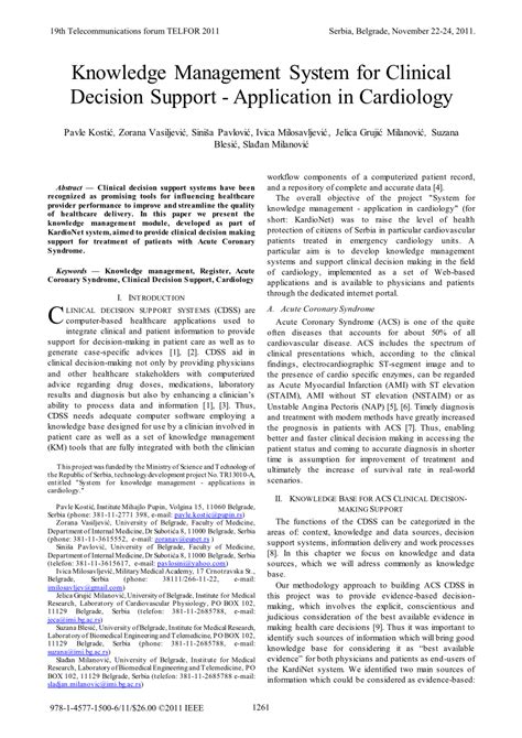 PDF Knowledge Management System For Clinical Decision Support Application In Cardiology