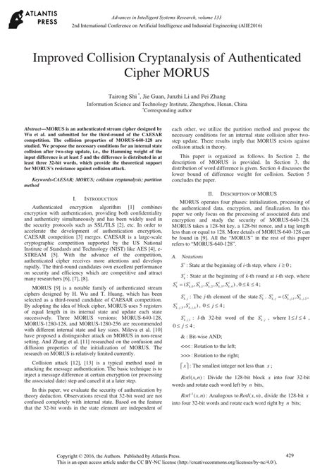 Pdf Improved Collision Cryptanalysis Of Authenticated Cipher Morus