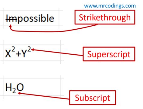 ms excel 006 font setting dialog box superscript subscript single