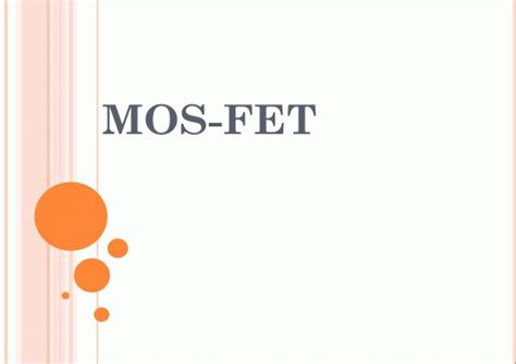 금속 산화막 반도체 전계효과 트랜지스터 Mos Field Effect Transistor