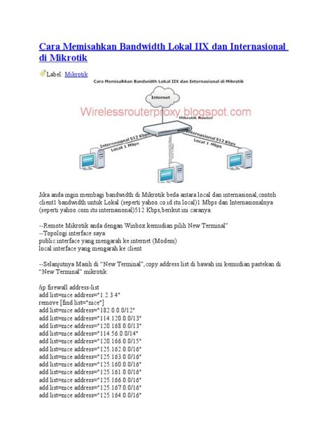 Pdf Cara Memisahkan Bandwidth Lokal Iix Dan Internasional Di Mikrotik