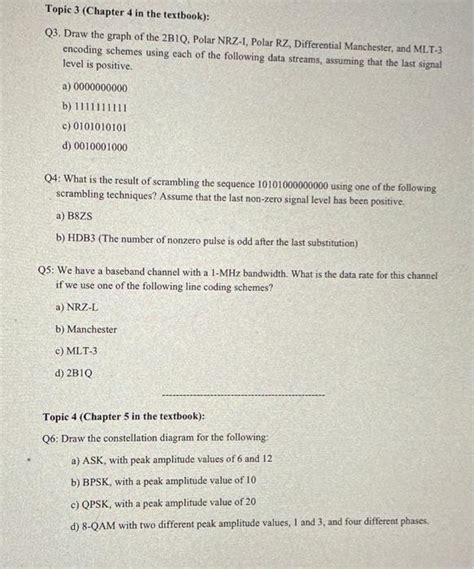 Solved Q3 Draw The Graph Of The 2b1q Polar Nrz I Polar