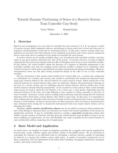 pdf towards dynamic partitioning of reactive system behavior a train