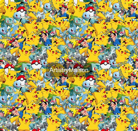 Pokemon Seamless Pattern Cartoon Digital Paper Pokemon Backgrounds