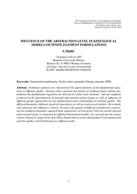 pdf influence of the abstraction level in kinematical models of