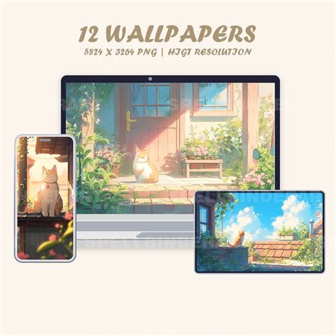 Chill Cats Wallpaper Lofi Plants Wallpaper Desktop Japan Wallpaper