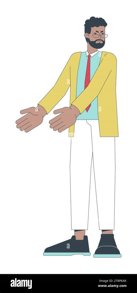 Eyeglasses Manager Man Pointing With Two Hands 2d Linear Cartoon