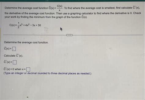 solved determine the average cost function