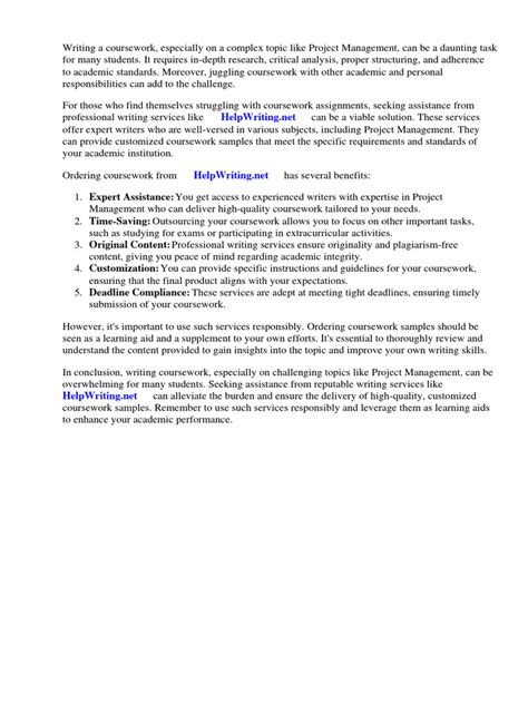 Project Management Coursework Sample Pdf Project Management Risk