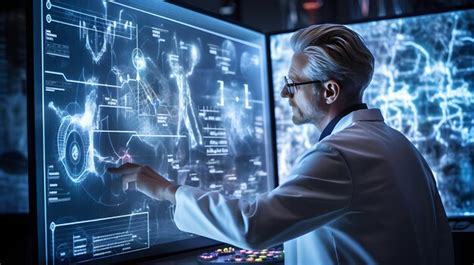 Premium Photo A Scientist Deeply Engrossed In Analyzing A Complex Data Set On A Futuristic
