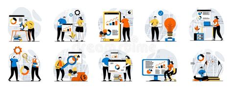 Data Science Web Concept With People Scenes Mega Set In Flat Design Bundle Of Character