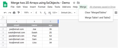 Merging Two 2D Arrays Datasets Tables With Google Apps Script Andrew Roberts