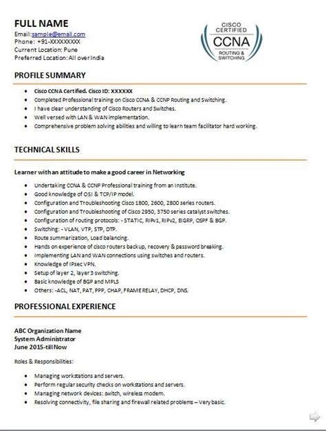 CCNA Resume Samples Top 5 CCNA Resume Templates In Doc Resume Format Resume Cv Resume