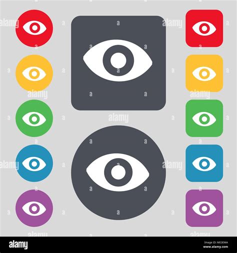 Sixth Sense The Eye Icon Sign A Set Of 12 Colored Buttons Flat