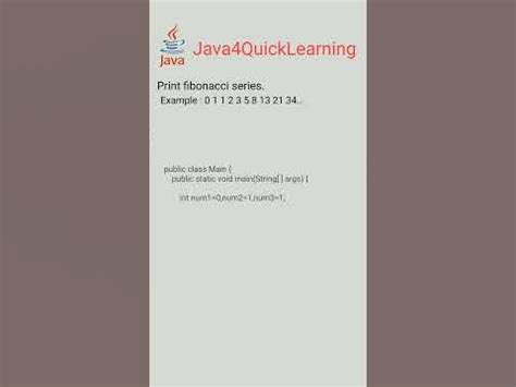 Print Fibonacci Series in java || Core Java Interview Questions || # ...