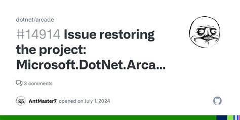 issue restoring the project microsoft dotnet arcade sdk not found