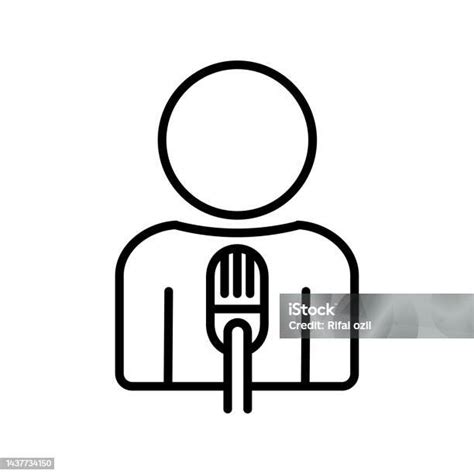팟캐스터 팟캐스팅 팟캐스트 호스트 아이콘 로고 디자인 벡터 템플릿 그림 기호 및 기호 픽셀 완벽 가수에 대한 스톡 벡터 아트 및
