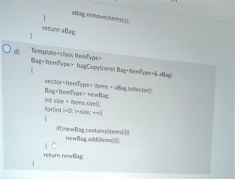 here is the definition for the array based bag class
