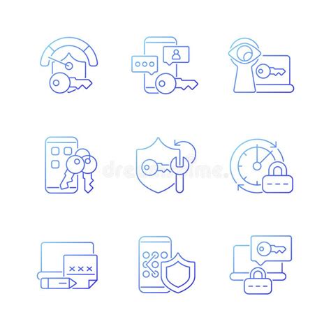 Password Requirements Gradient Linear Vector Icons Set Stock Vector