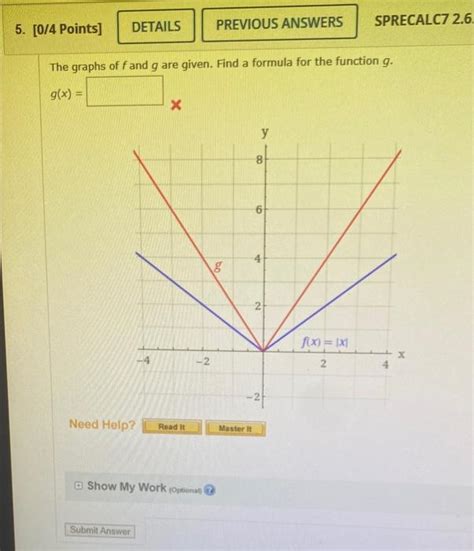 Solved The Graphs Of F And G Are Given Find A Formula For Chegg