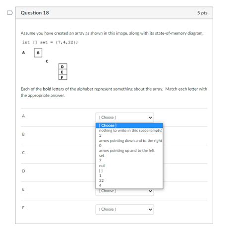 Solved U Question 18 5 Pts Assume You Have Created An Array