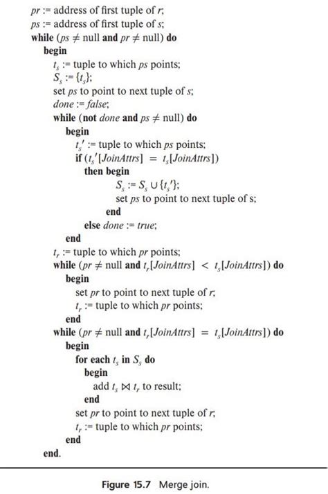 Merge Join Algorithm Using Figure 157 Merge Join