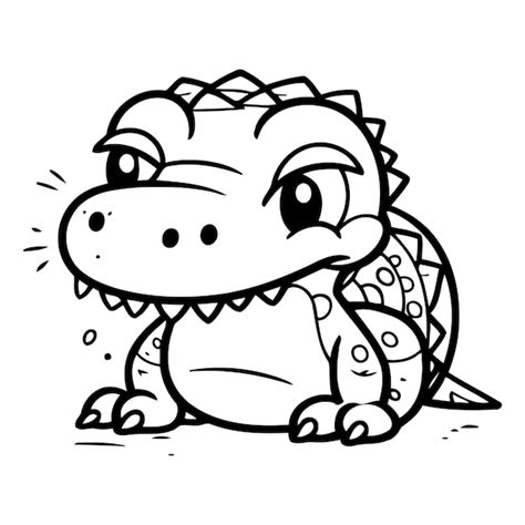 귀여운 만화 악어 터 일러스트레이션 바탕에 고립 프리미엄 벡터