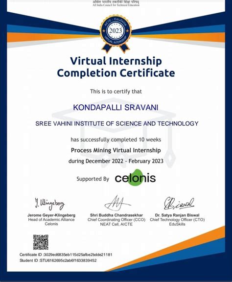 Kondapalli Sravani On Linkedin I Have Done One More Internship On Process Mining