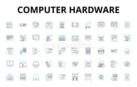 Computer Hardware Linear Icons Set Motherboard Processor Graphics
