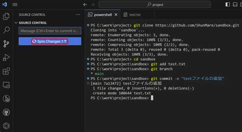 【git】vscodeでgit操作の手順 コマンドを使ってのクローンからプッシュまで